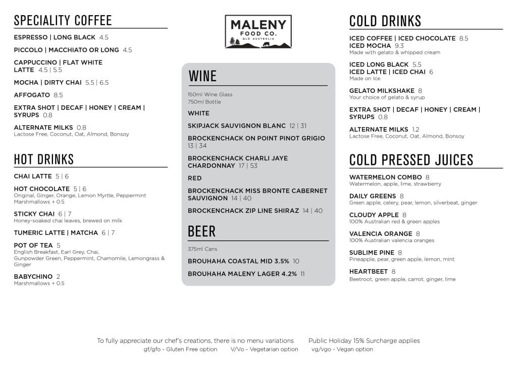 Menu - Maleny Food Co