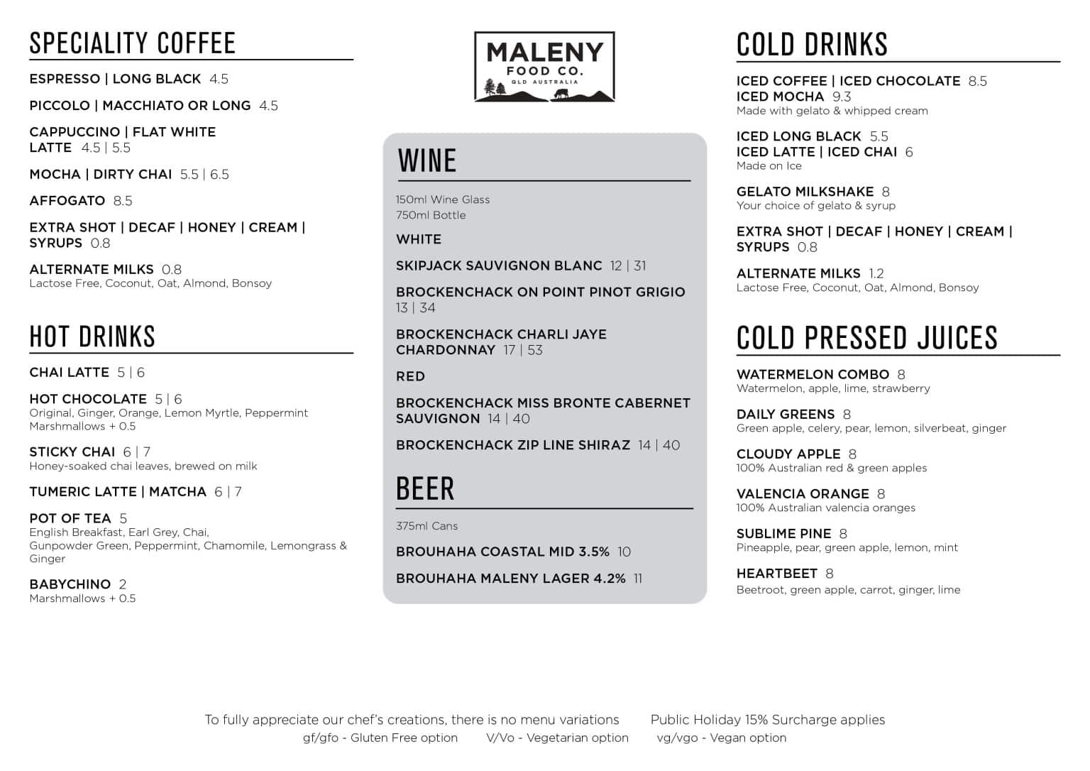 Menu - Maleny Food Co