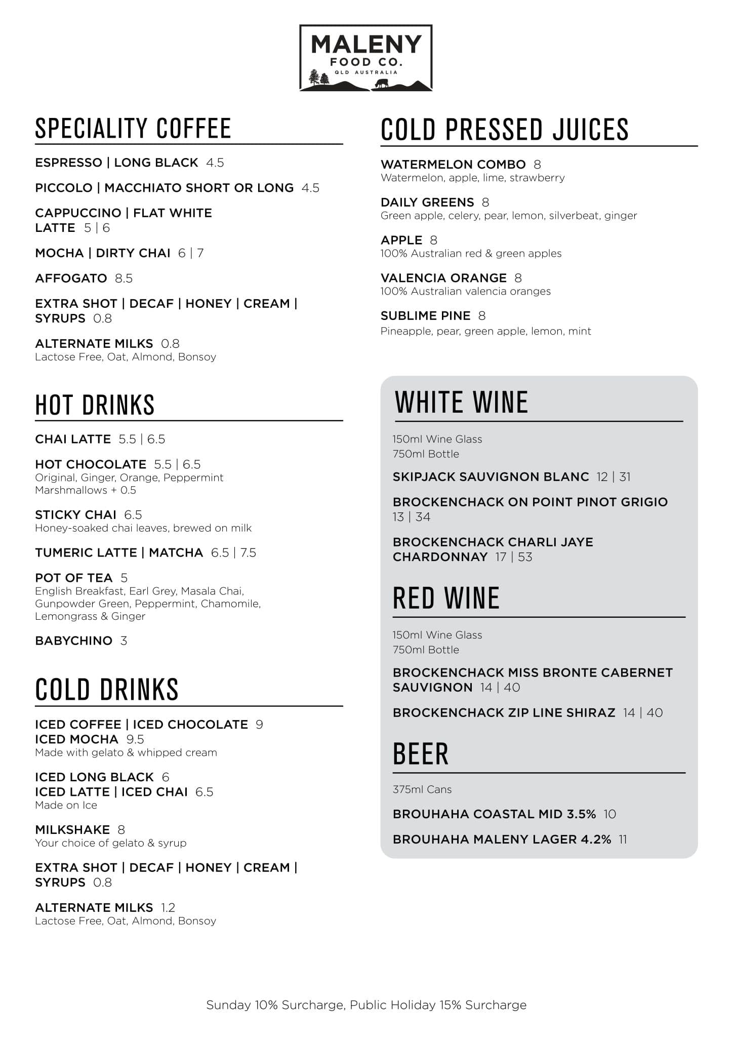Menu - Maleny Food Co